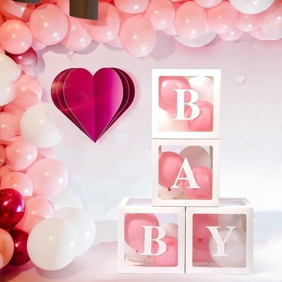 Other | Baby Boxes With Letters For Baby Shower 4 Transparent Balloon ...